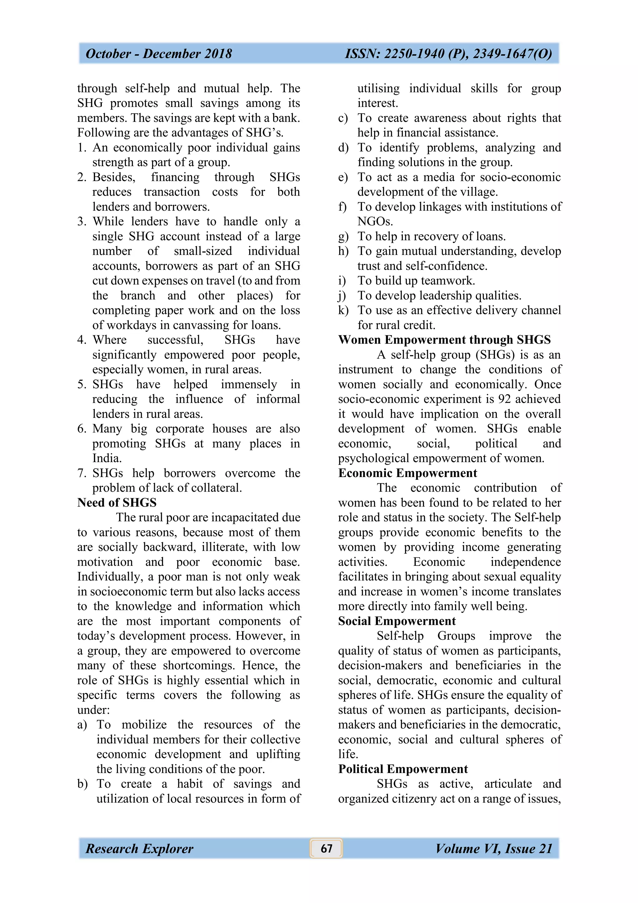 14 a study on women empowerment through self help groups in india | PDF