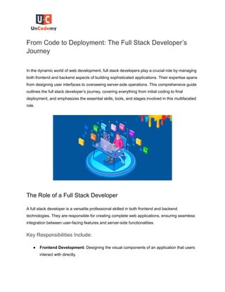 From Code to Deployment: The Full Stack Developer’s Journey | PDF
