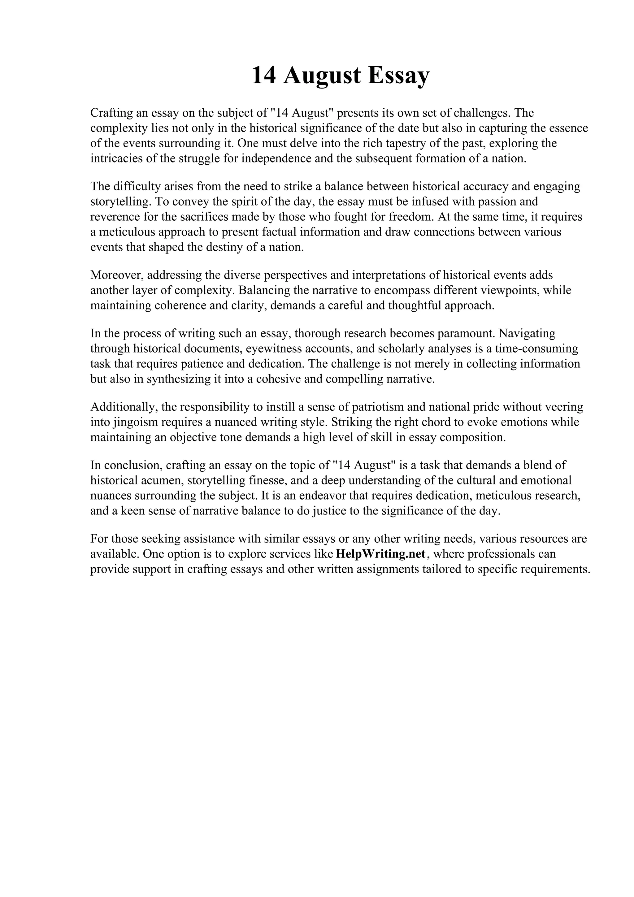14 August Essay | PDF