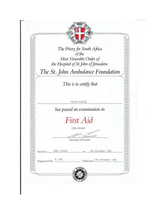 First Aid Certificate | PDF