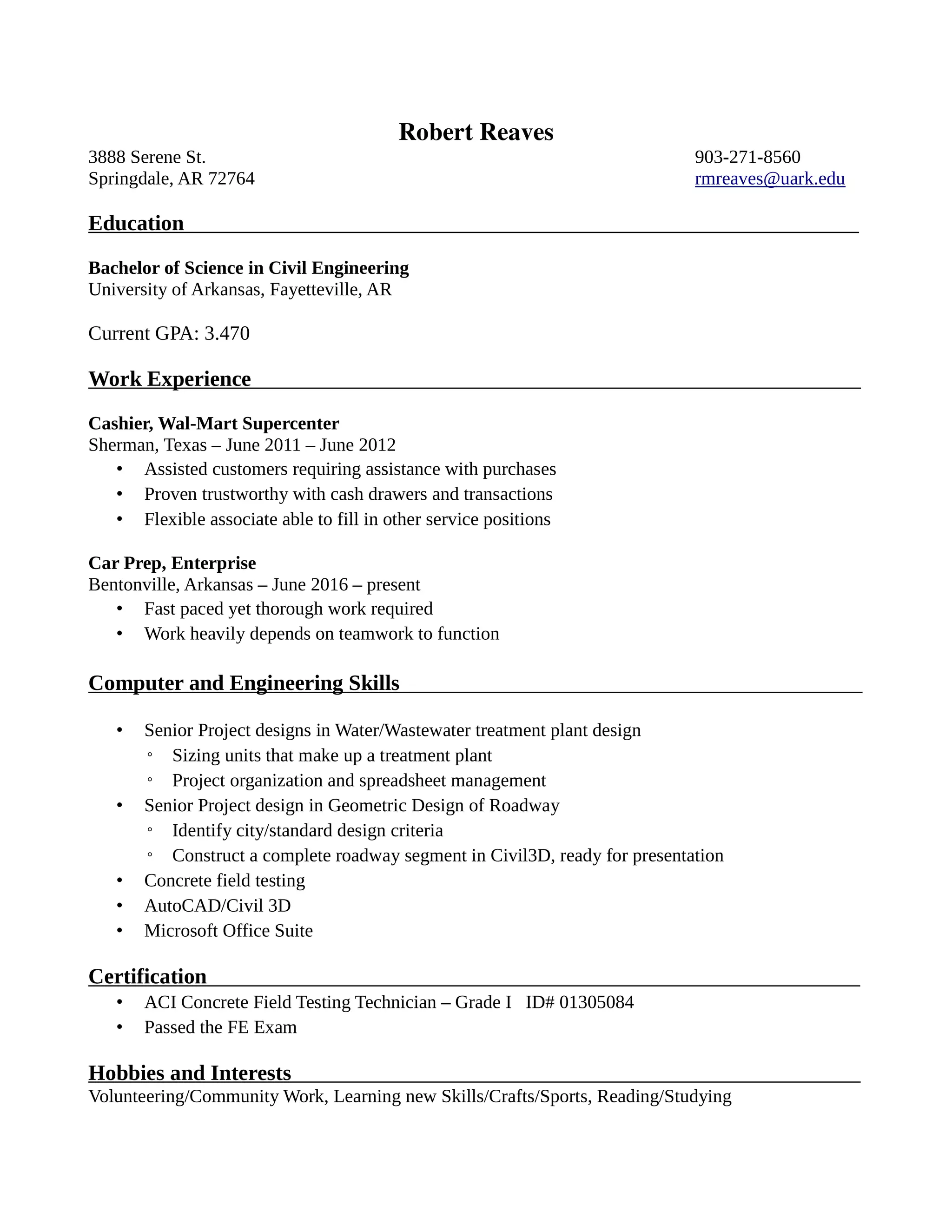 Robert Reaves Resume | PDF