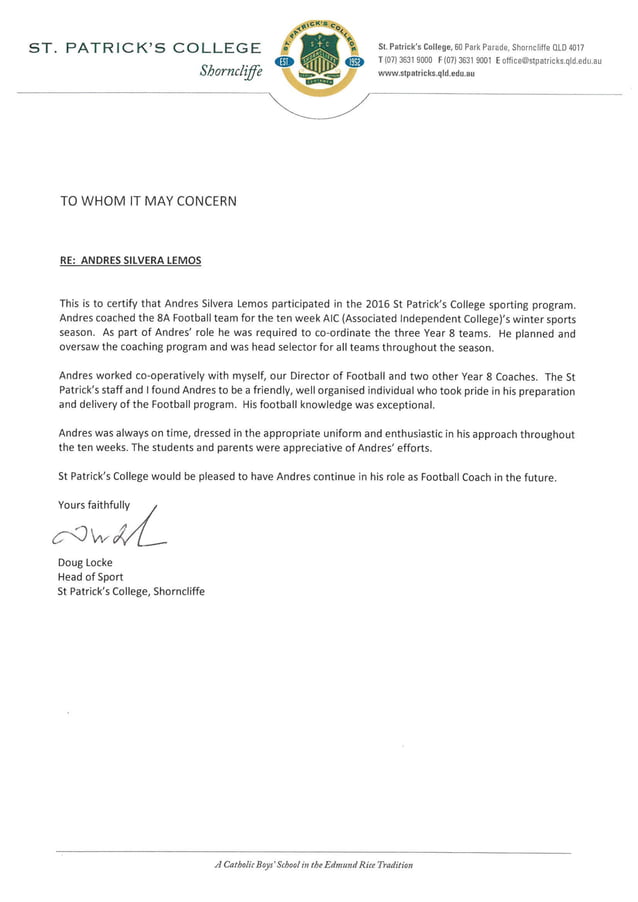 St. Patrick's College Letter. | PDF