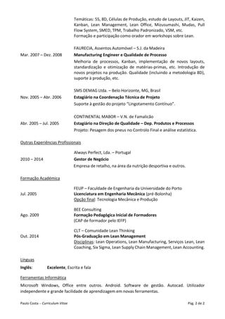 Paulo Costa CV (05-16) PT Publico | PDF