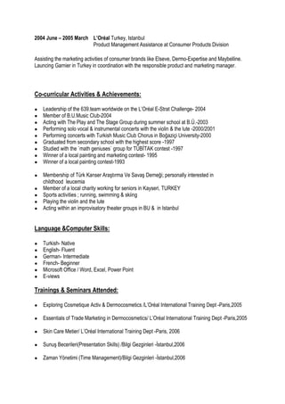 F.NUR OZALI CV 2017 | PDF | Business Administration | Business