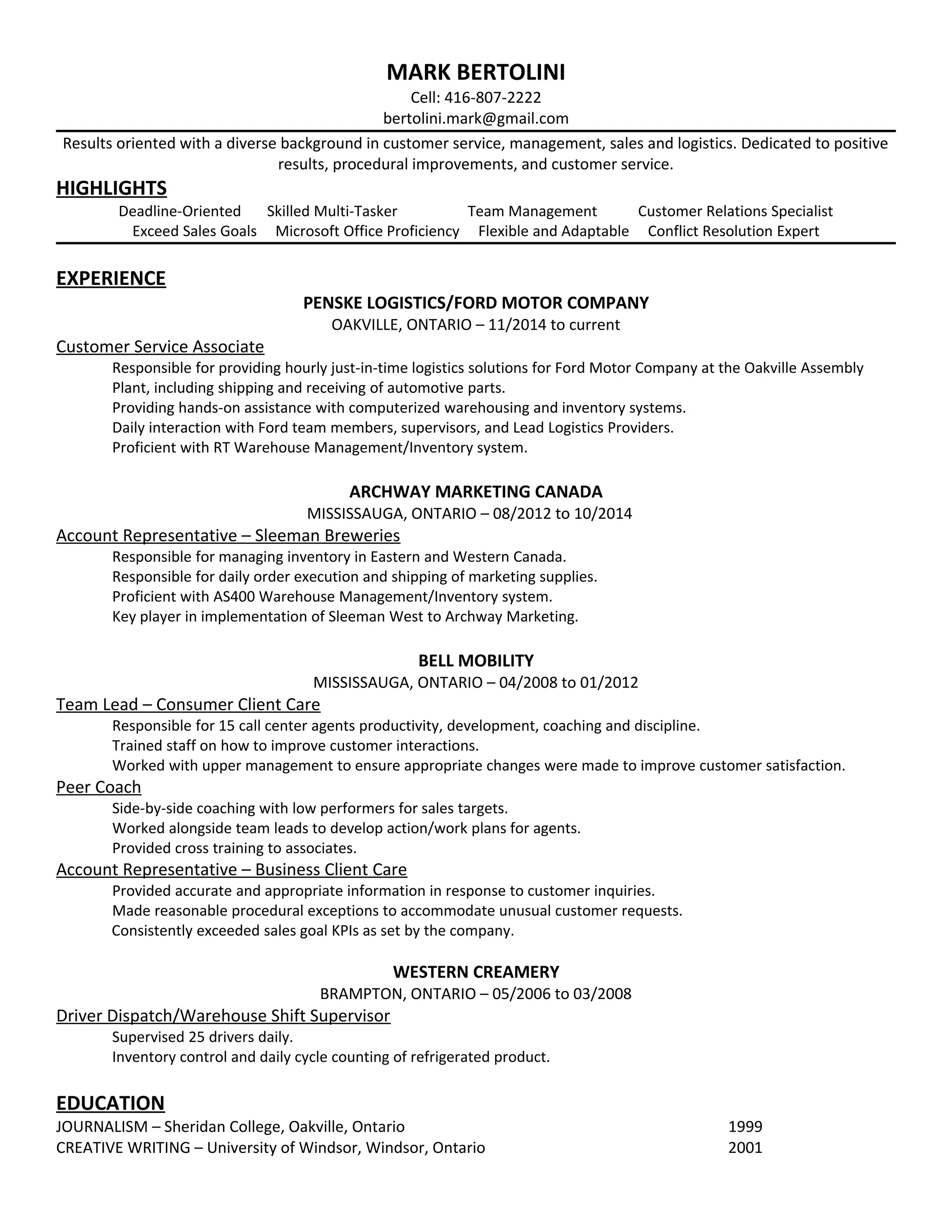 Mark Bertolini Resume | DOC