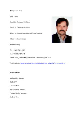Dr Isaac Karimi CV | PDF