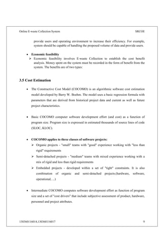 ONLINE E-WASTE COLLECTION SYSTEM project Report (Approved) | PDF