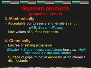 cast and die Gypsum Products dental material | PPT