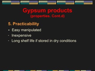 cast and die Gypsum Products dental material | PPT