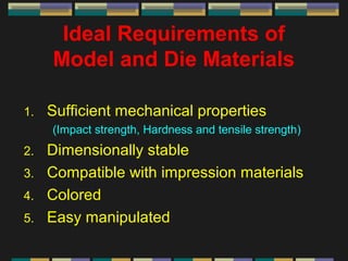 cast and die Gypsum Products dental material | PPT