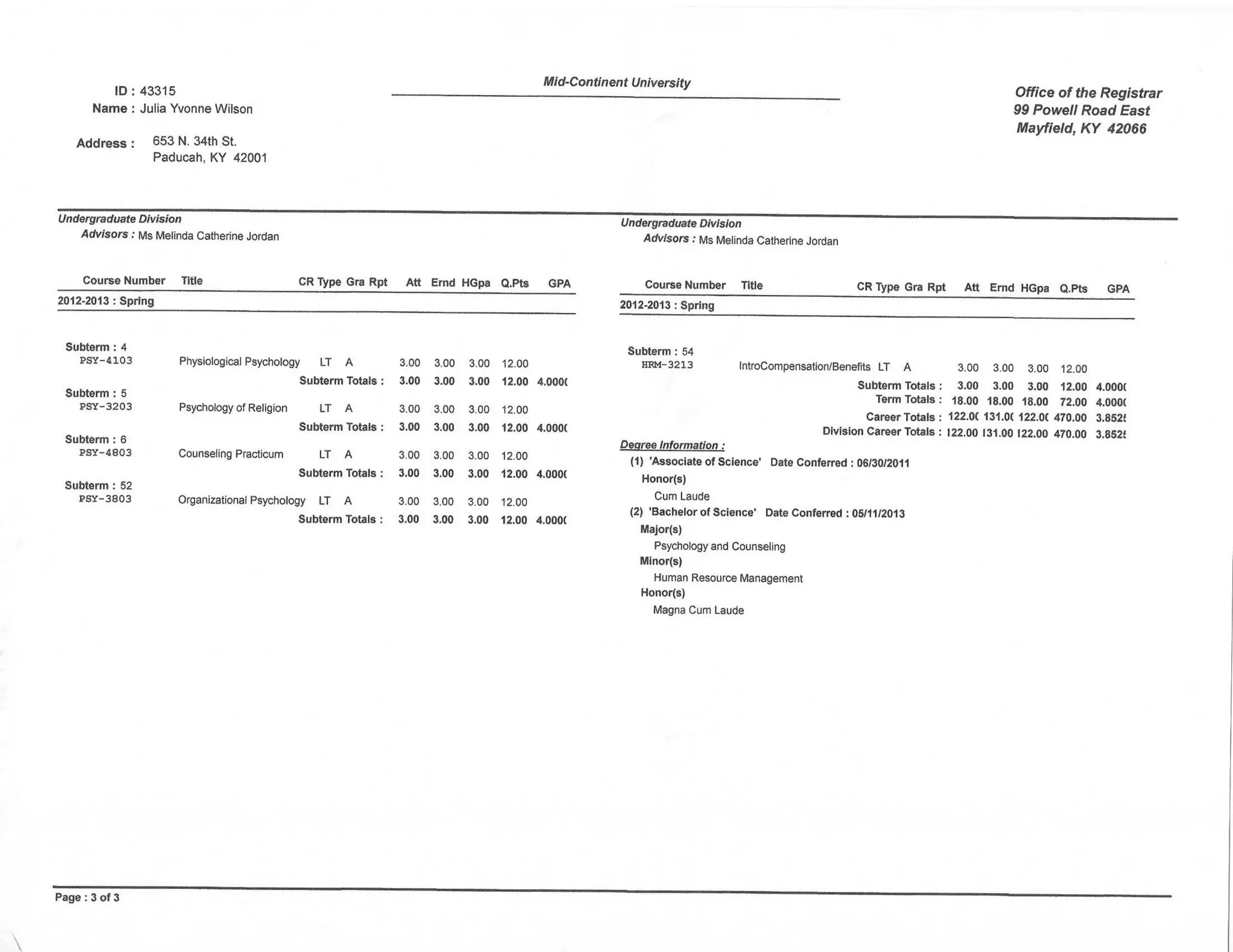 unofficial transcript MCU | PPT