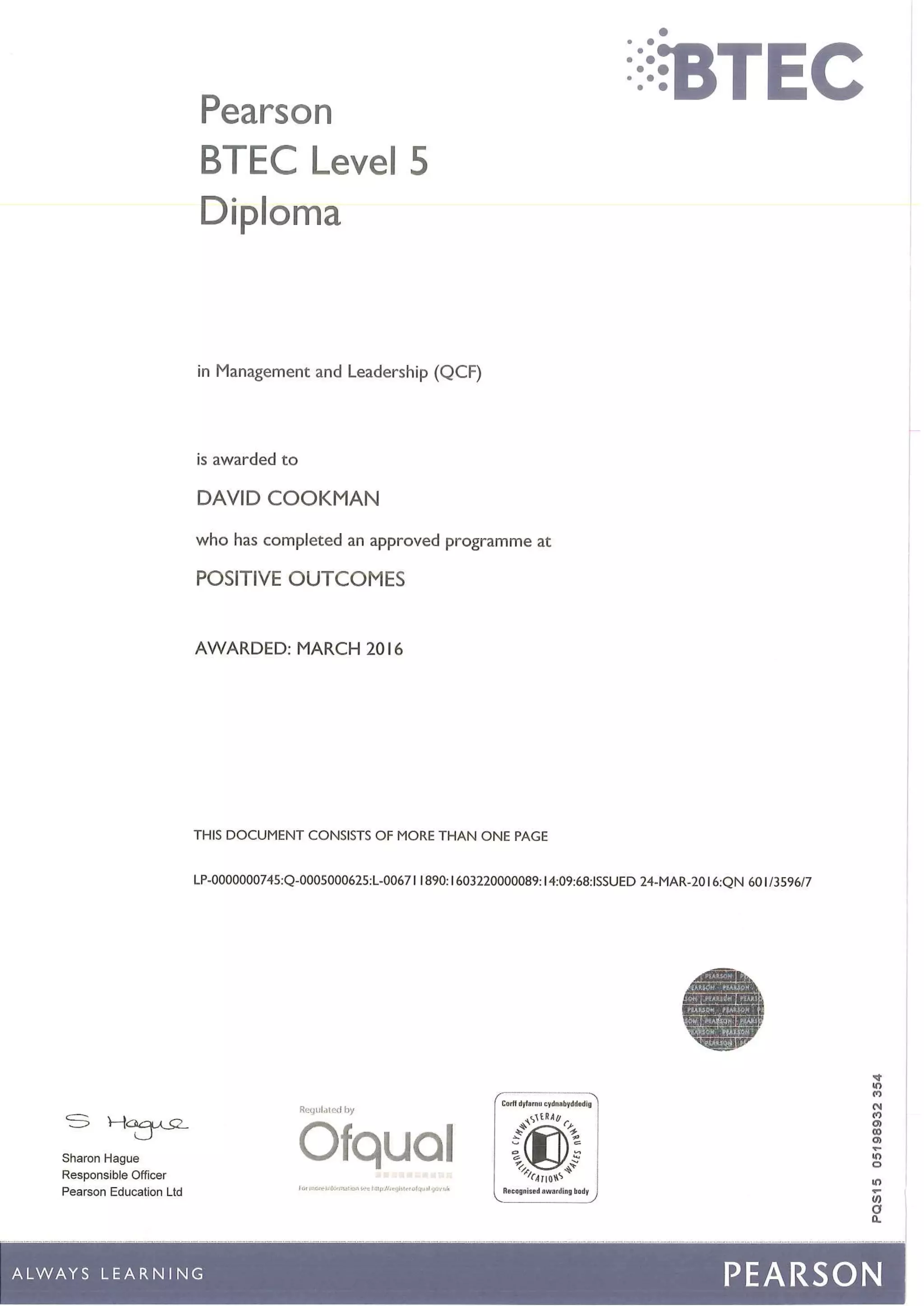 NVQ L5 certificate & modules 2 | PDF