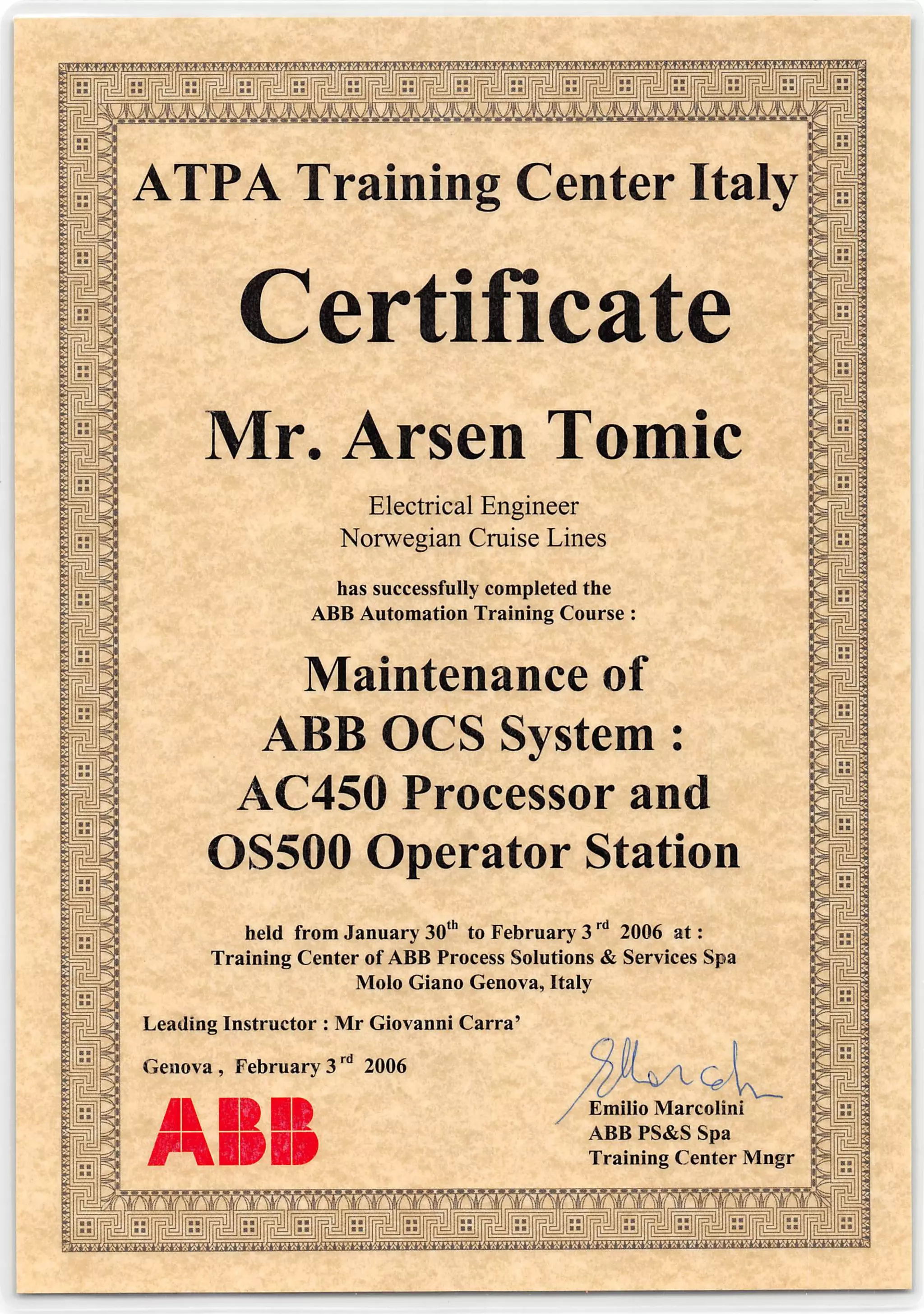 ABB certificate ocs ac450 processor os500 os | PDF