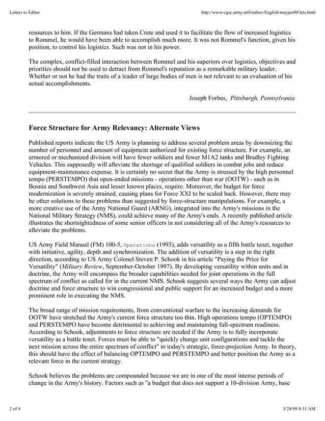 Military Review 1998 - Changing how we Change | PDF | Death, Injury, or ...