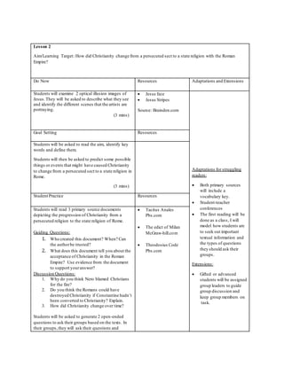 The Rise of Christianity Lesson Unit | DOCX