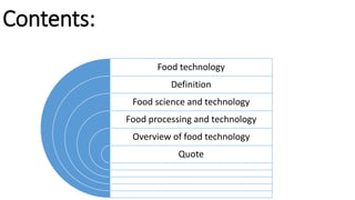 Intro to food technology | PPTX