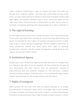 14 complete list of students rights in school | PDF