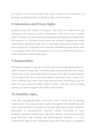 14 complete list of students rights in school | PDF