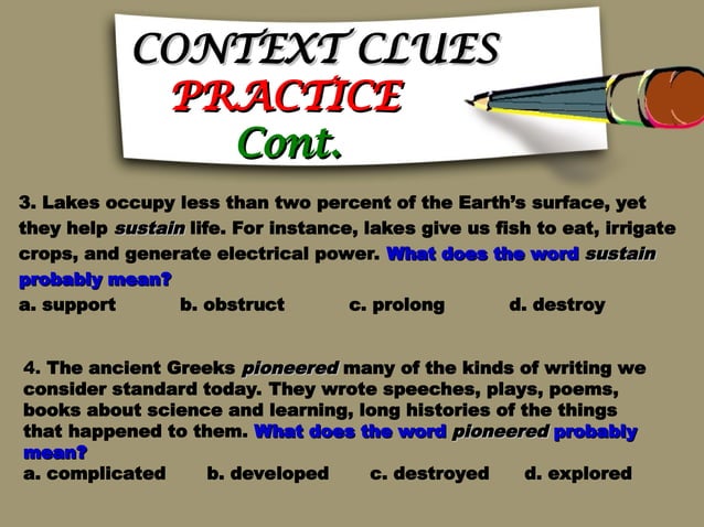 Context Clues ( Reading material for students) | PPT | Free Download