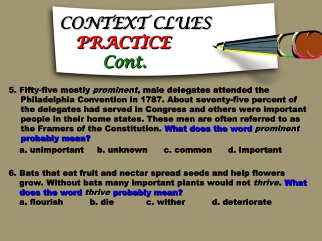 Context Clues ( Reading material for students) | PPT | Free Download