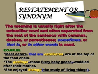 Context Clues ( Reading material for students) | PPT