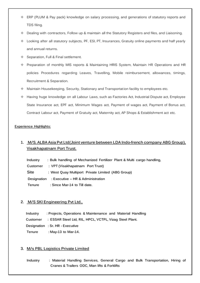 Jeevan CV - HR | DOCX | Human Resources | Business