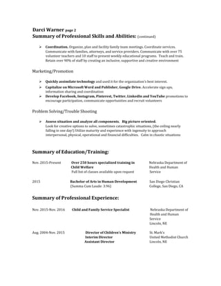 Darci Warner 2016 WI Resume | PDF