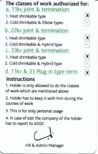 AMRO MAKHLOUF-ADDC CABLE JOINTER CERTIFICATE PE 2015 | PDF | Power and ...