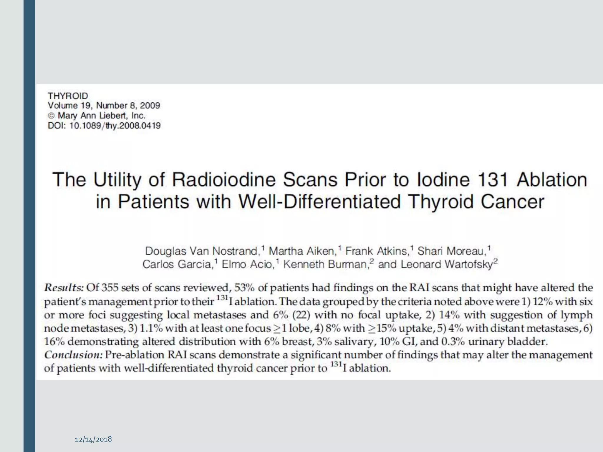 Radioactive Iodine Treatment in Thyroid Cancers | PPTX
