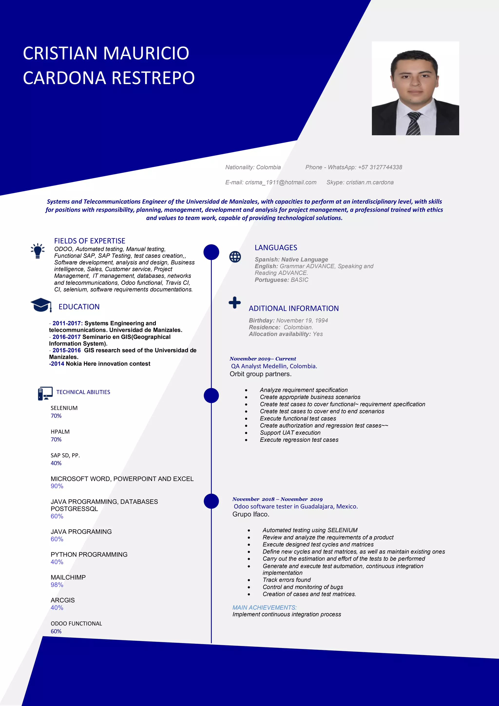 14 de enero 2020 ingles cv cristian mauricio cardona restrepo (1) | PDF
