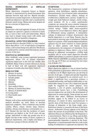 Depression Types, Causes, Symptoms, Risk Factor, and Treatment | PDF