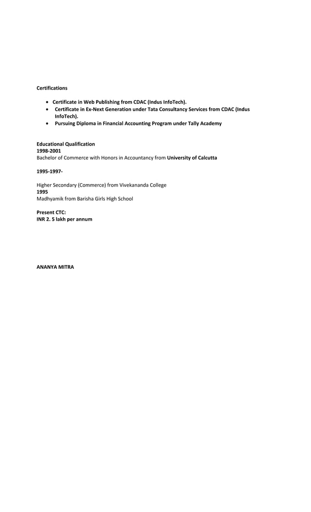 Ananya Mitra -Resume | DOC