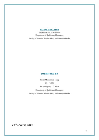 Internship Report-FBS, DU (HMT) | PDF