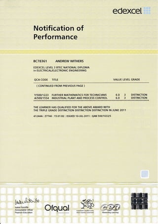 BTEC NATIONAL DIPLOMA LEVEL 3 IN ELECTRICAL ELECTRONIC ENGINEERING | PDF