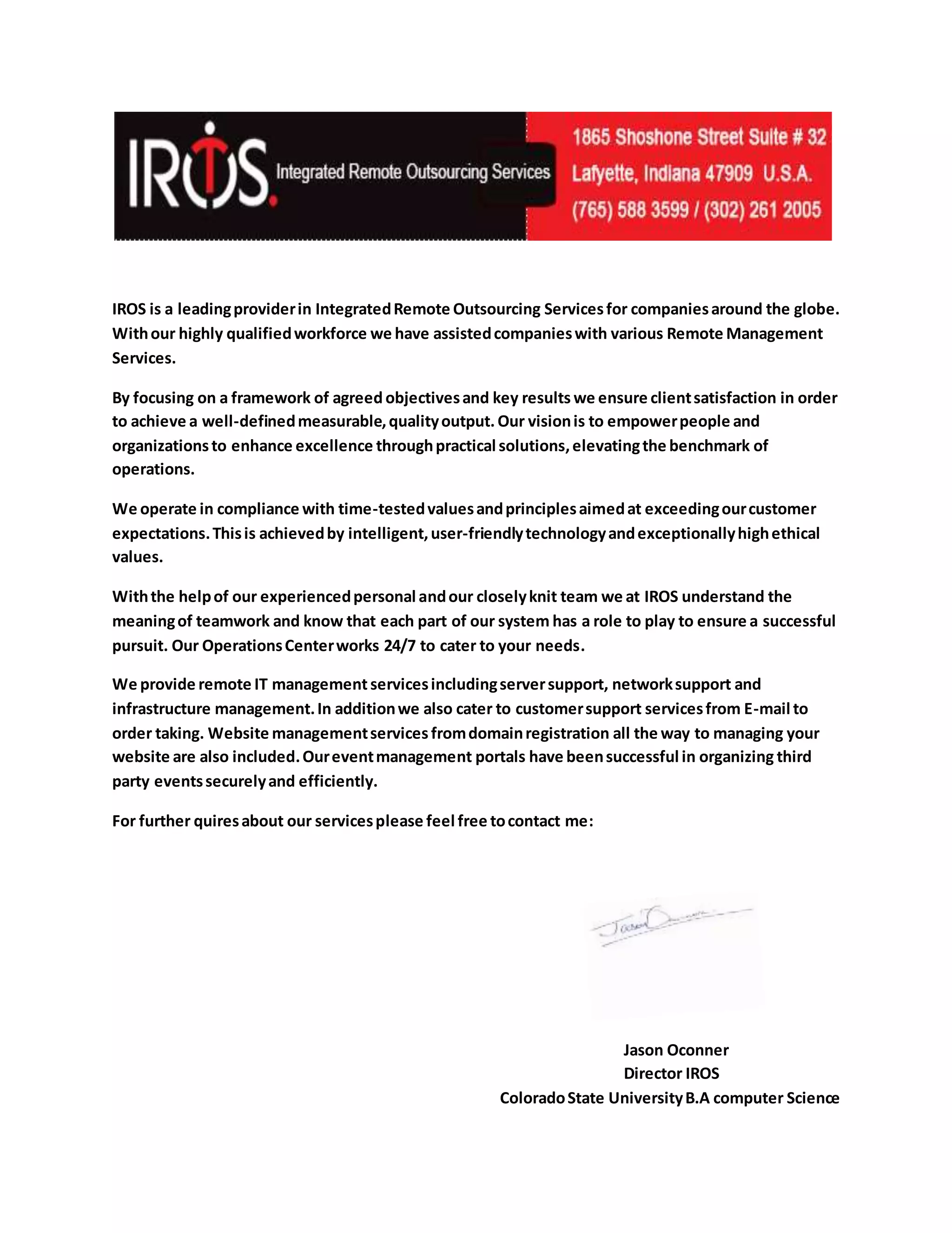 iros introduction | DOCX | Information Services Industry | Industries