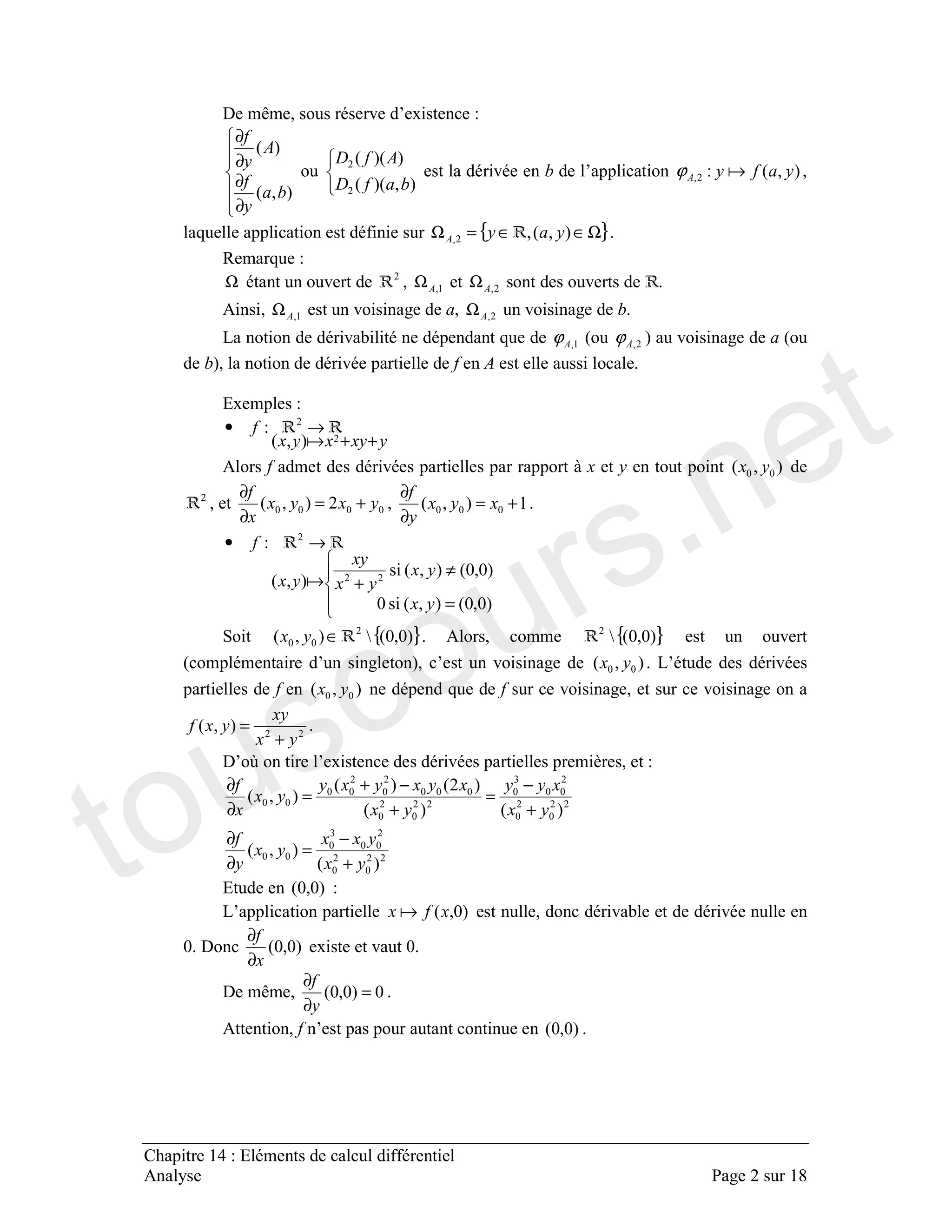 14 eléments de calcul différentiel | PDF