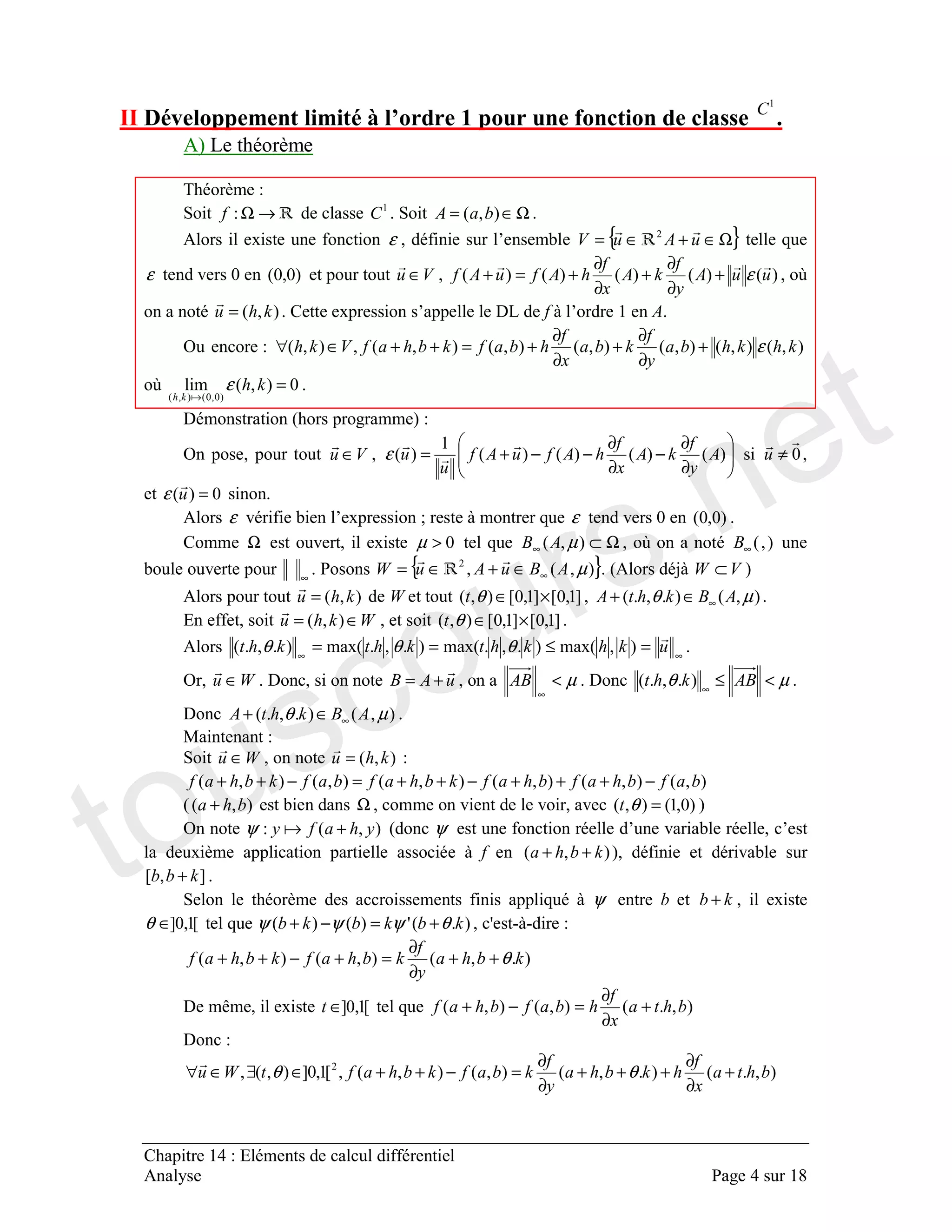 14 eléments de calcul différentiel | PDF