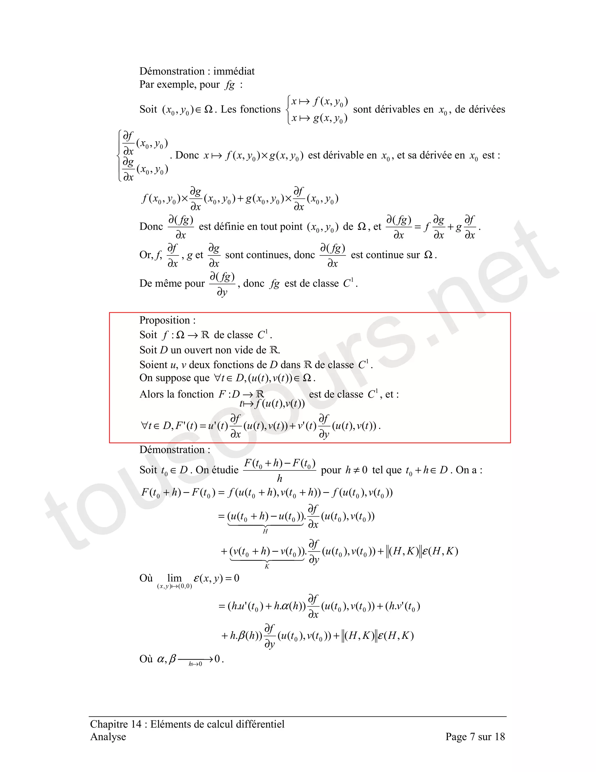 14 eléments de calcul différentiel | PDF