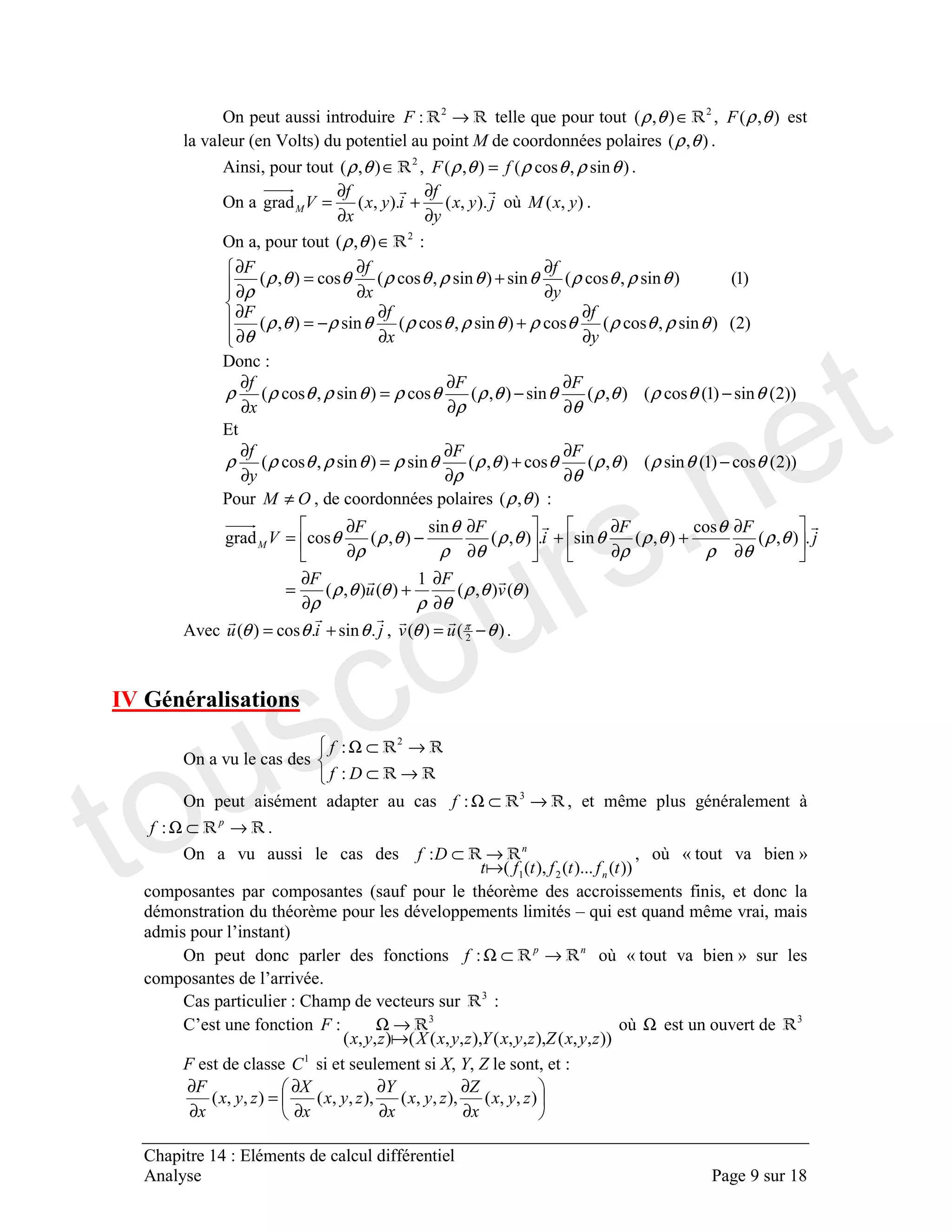 14 eléments de calcul différentiel | PDF