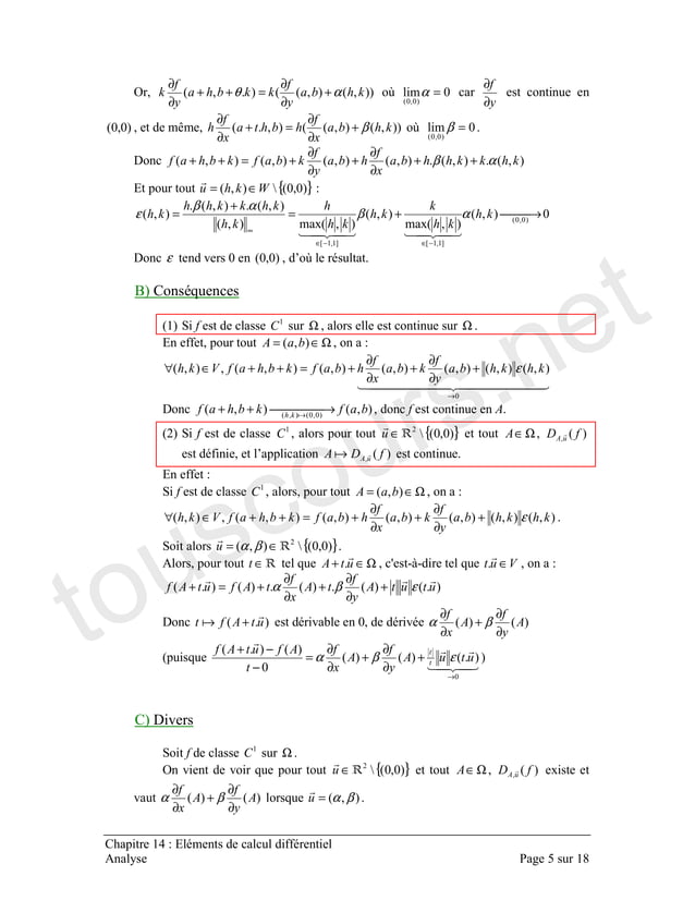14 eléments de calcul différentiel | PDF