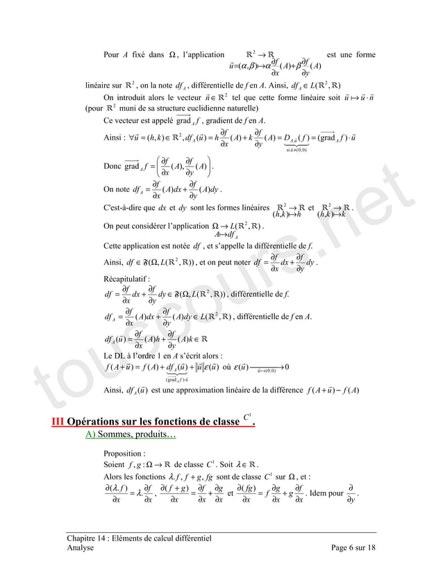 14 eléments de calcul différentiel | PDF