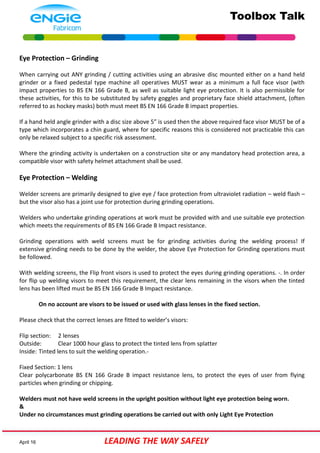 14 eye protection for grinding welding operations | PDF