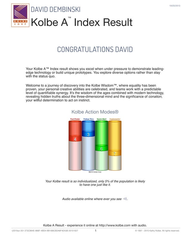 Kolbe A Result for David Dembinski | PDF