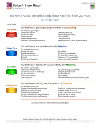 Kolbe A Result for David Dembinski | PDF