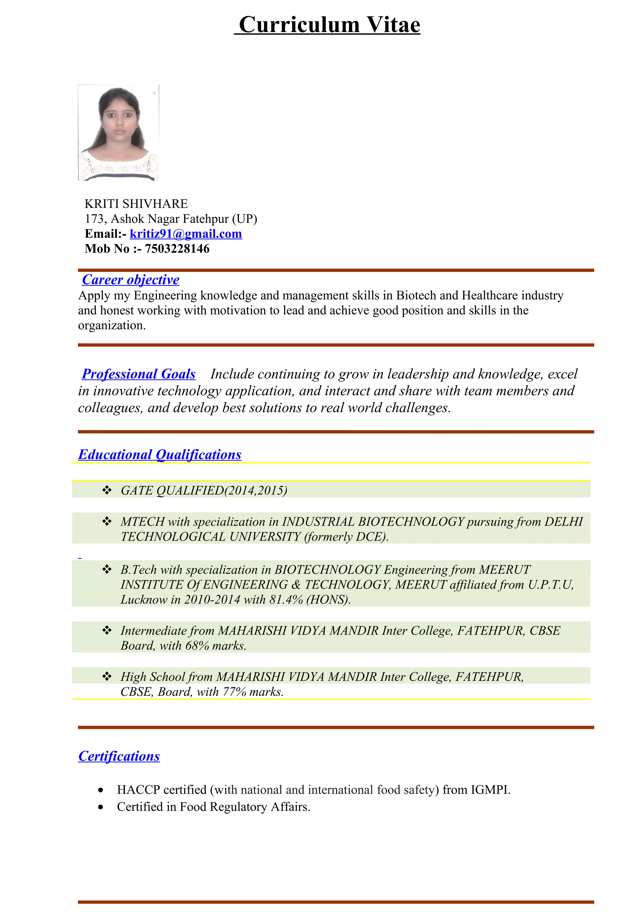 Resume kriti | PDF