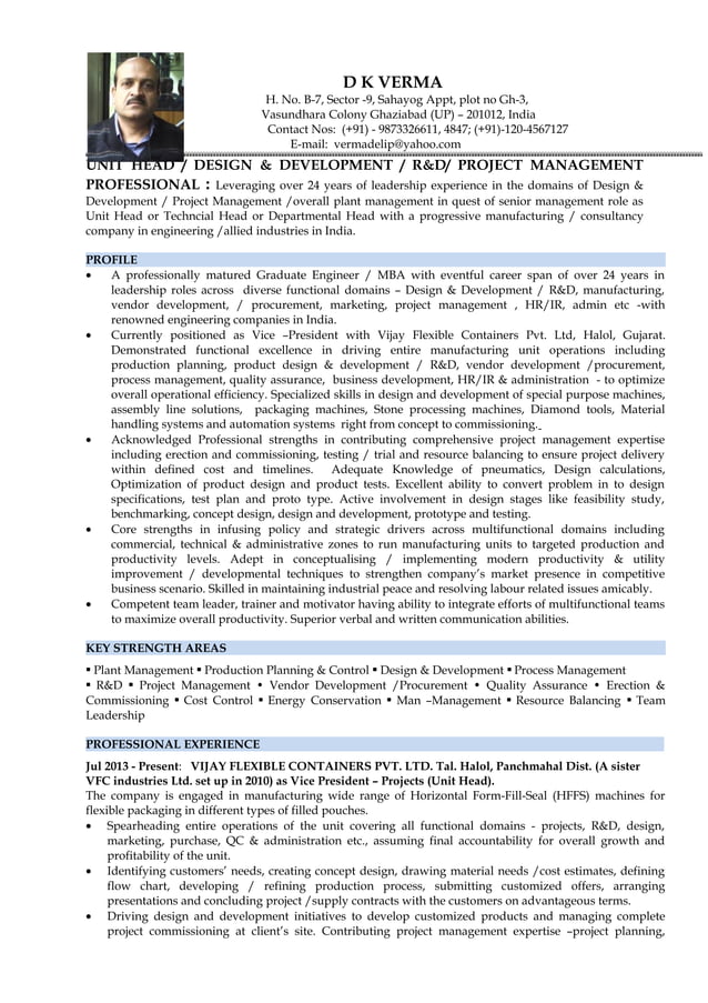 DK VERMA-DESIGN, R&D, PROJECTS 080616 | DOC