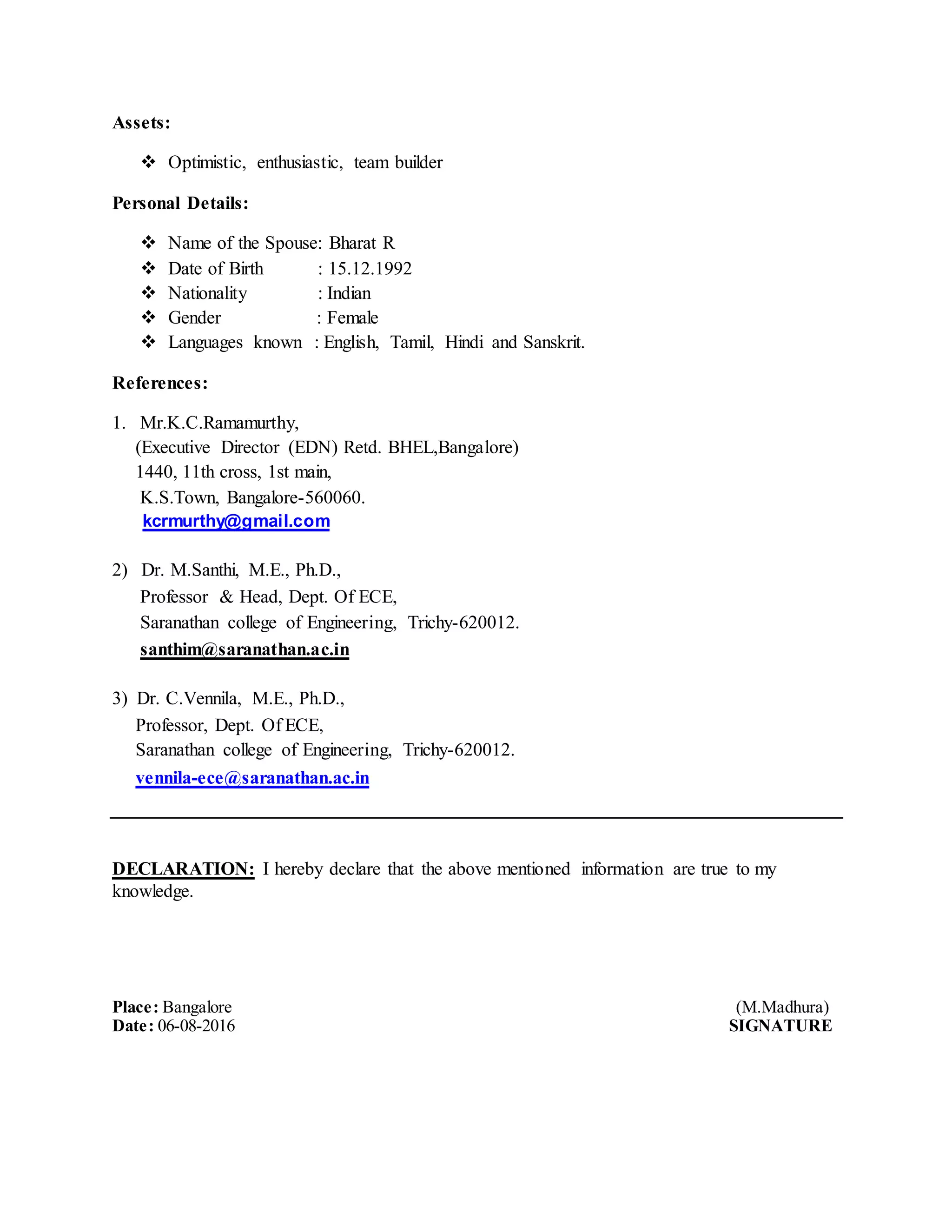 Madhura Resume | DOCX