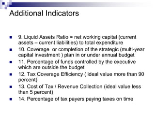 Financial Performance Indicators for Municipal Bodies | PDF