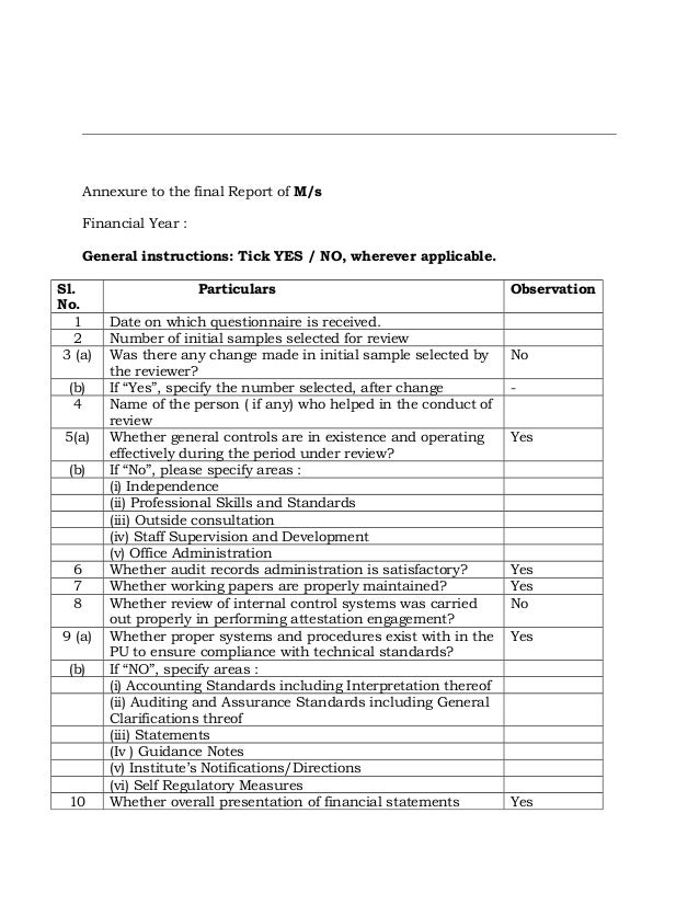 14 Format Of peer review report 14 Format Of peer review report