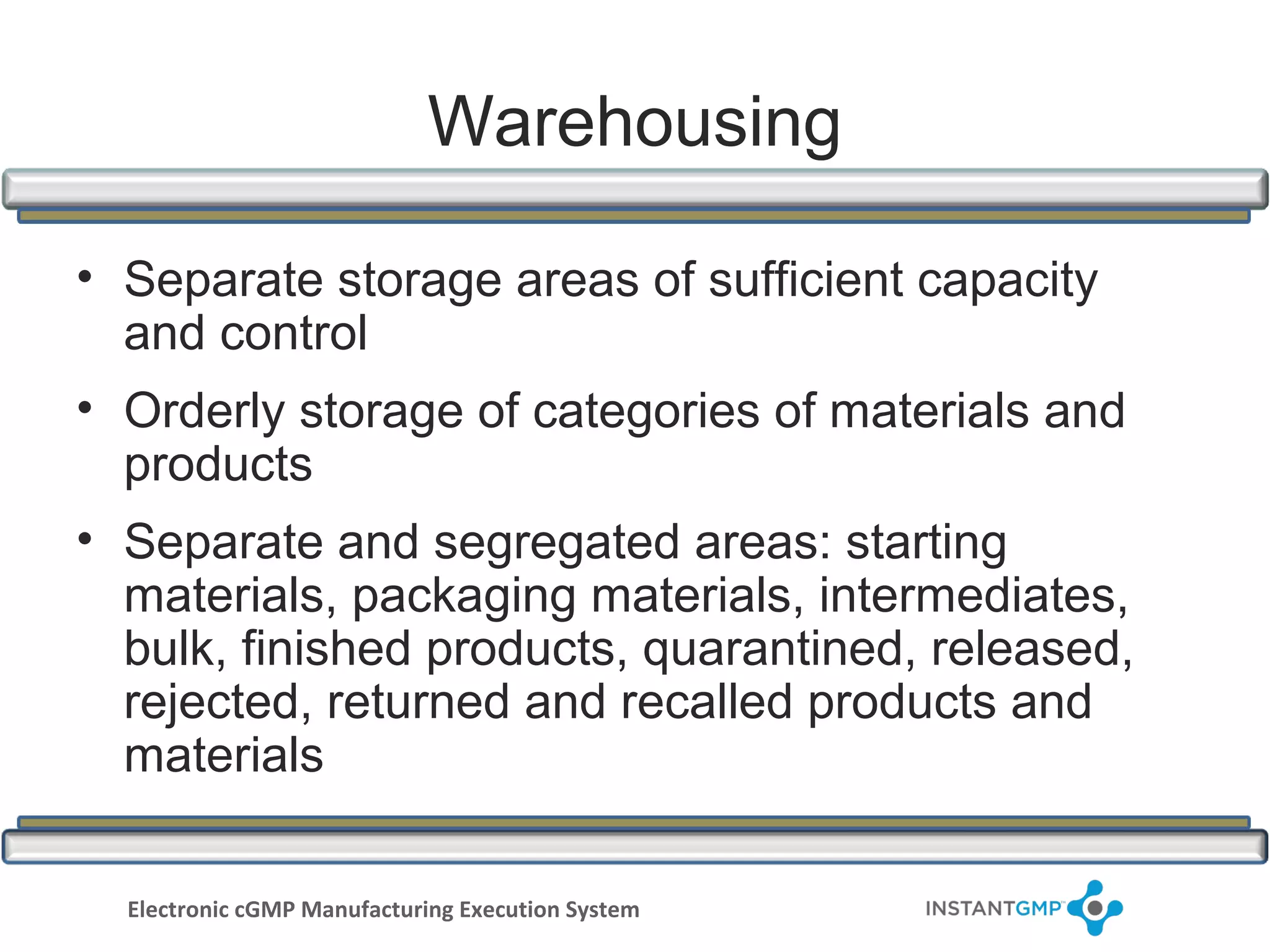 InstantGMP Compliance Series - Facility Areas | PPT